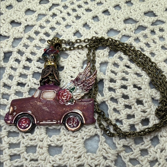 Jewelry | Vintage Style Pink Car Pendant Necklace | Poshmark